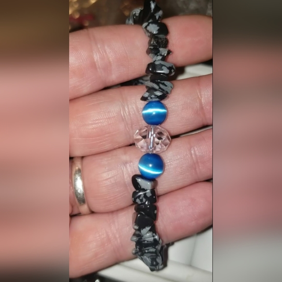 Jewelry | Snowflake Obsidian With Cats Eye Bracelet | Poshmark
